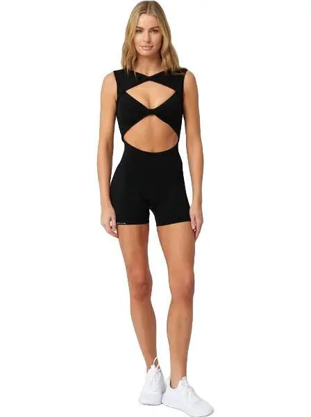 REVYVE ACTIVE Sculpting Short Jumpsuit With Cutout Detail - Black