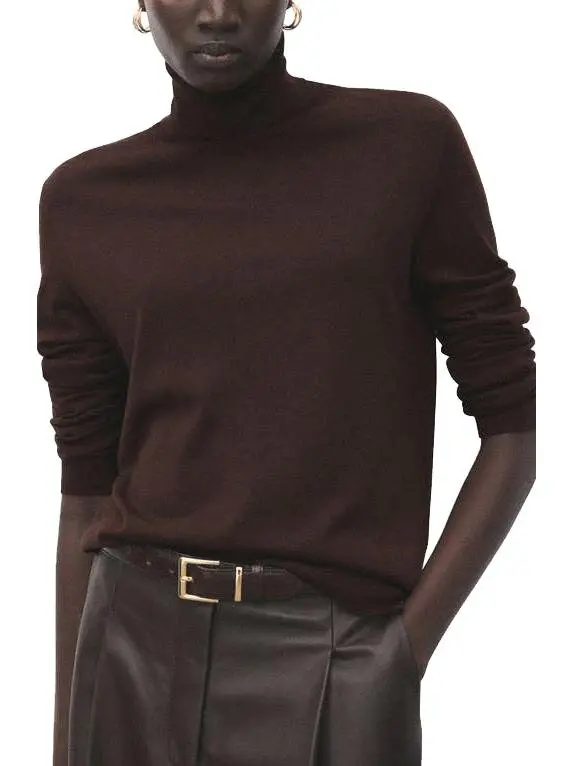 Mango Turtleneck Knit Sweater - Chocolate
