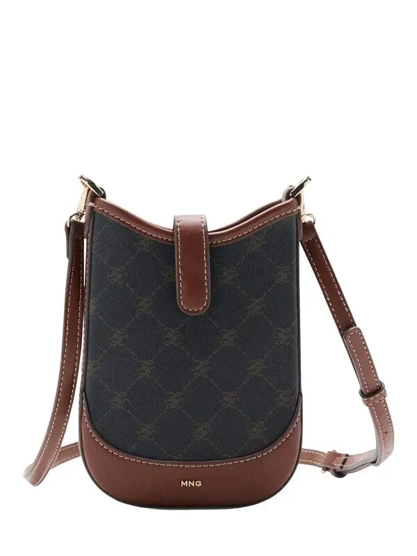Mango Logo Print Crossbody Phone Bag - Brown