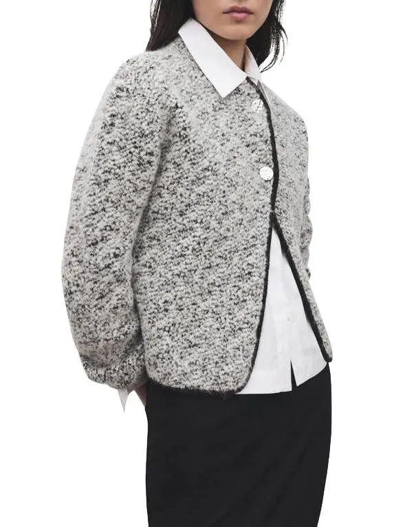 Mango Flecked Two-button Jacket - Black Grey