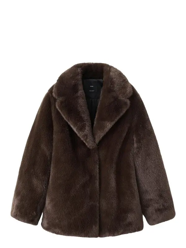 Mango Faux Fur Jacket - Beige