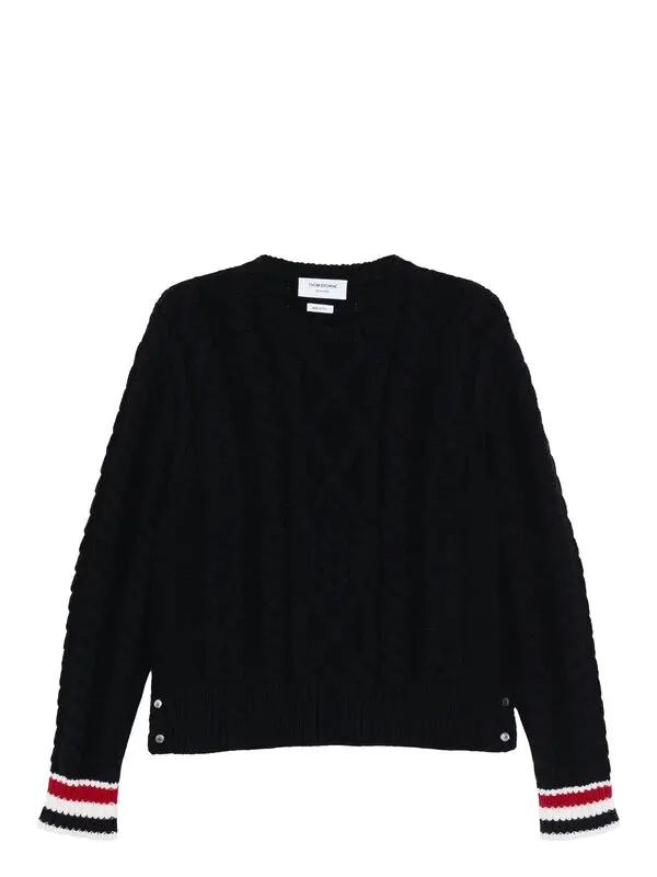 Thom Browne Classic Aran Cable Stitch Crew Neck - Blue