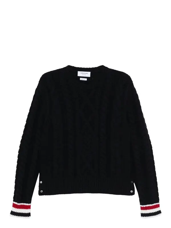 Thom Browne Classic Aran Cable Stitch Crew Neck - Blue