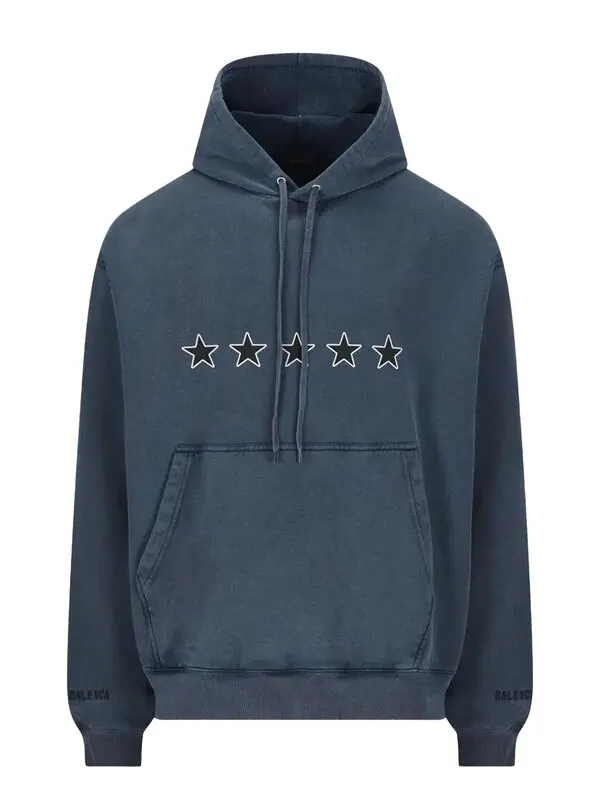 Balenciaga Oversized Drawstring Hoodie - Blue