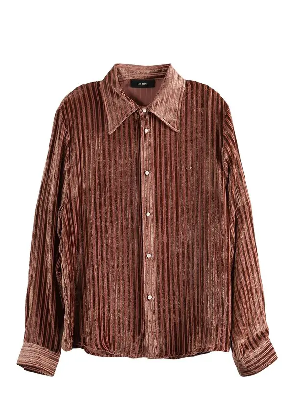 Amiri Velvet Stripe Long-sleeve Shirt - Tan