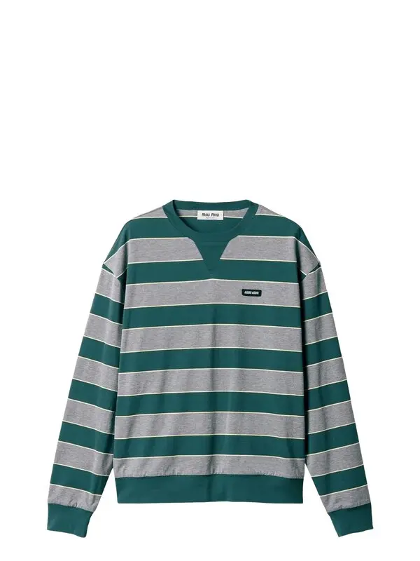 Miu Miu Striped Jersey Sweatshirt - Green