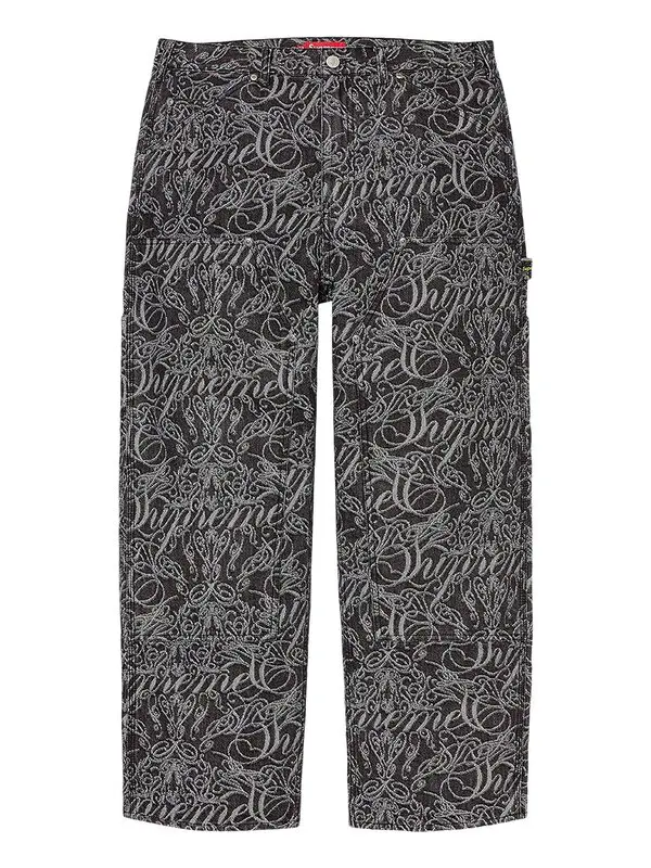 Supreme Script Jacquard Double Knee Denim Painter Pant - Black