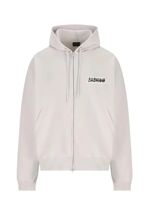Balenciaga Over Zip-up Hoodie - White