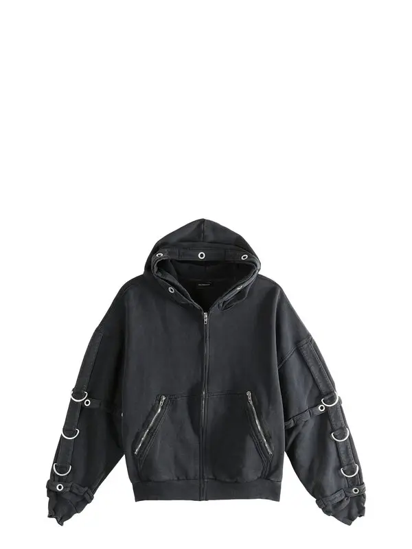 Balenciaga Cargo Zip-up Hoodie - Black