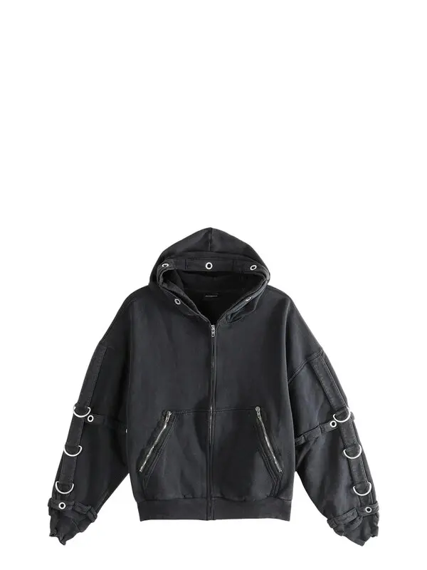 Balenciaga Cargo Zip-up Hoodie - Black