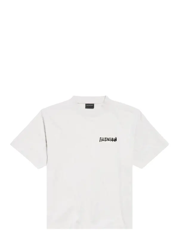 Balenciaga Medium Fit Crew Neck T-shirt - White