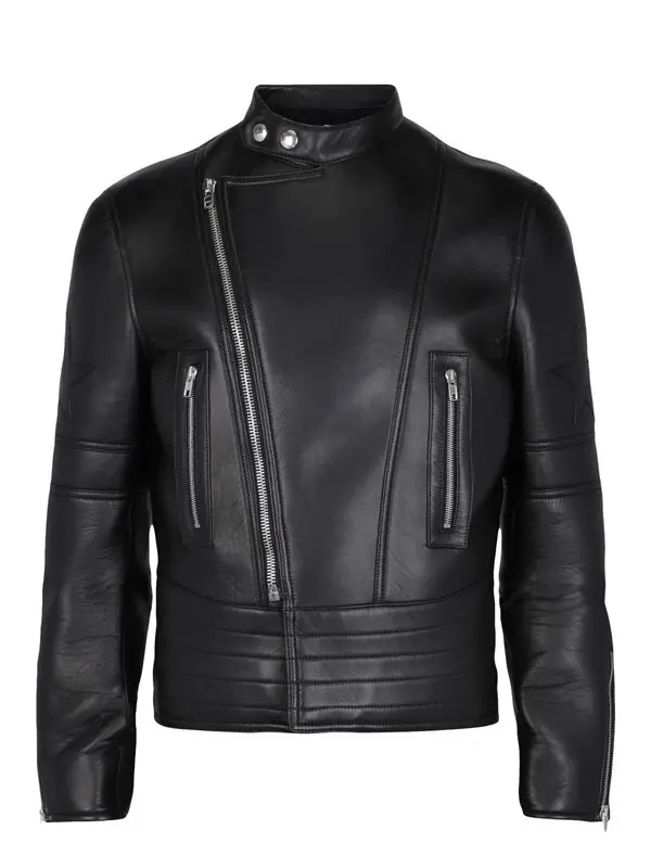 Givenchy Star Patch Leather Moto Jacket - Black