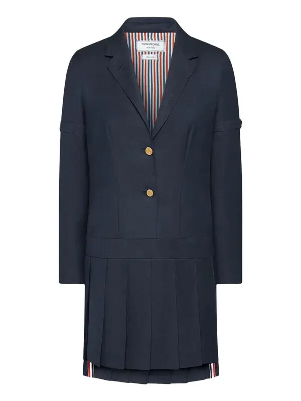 Thom Browne Mini Sportcoat Pleated Skirt Dress - Blue