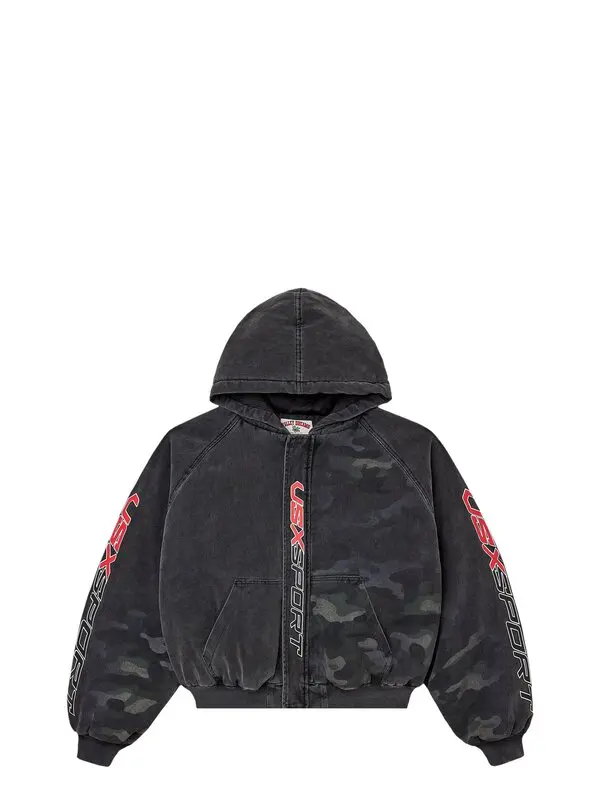 VALE FOREVER Camo Hooded Bomber Jacket - Black
