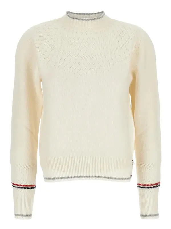 Thom Browne Pointelle Fair Isle Crewneck - White