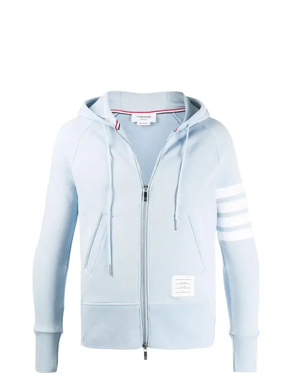 Thom Browne 4 Bar Loopback Zip Hoodie - Blue