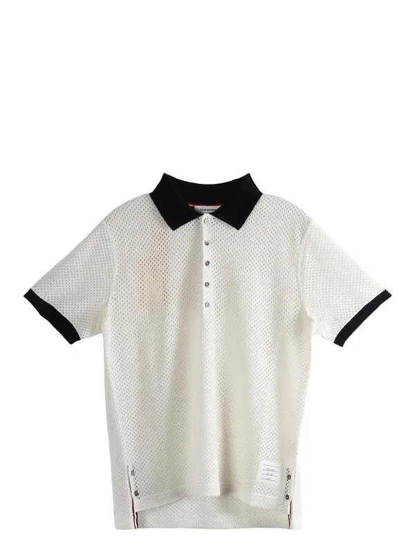 Thom Browne Rib Cuff Contrast Trim Polo - White