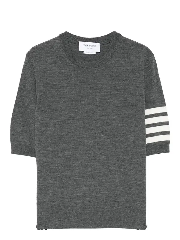 Thom Browne 4 Bar Wool Stripe Tee - Grey
