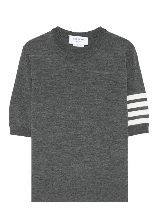 Thom Browne 4 Bar Wool Stripe Tee - Grey