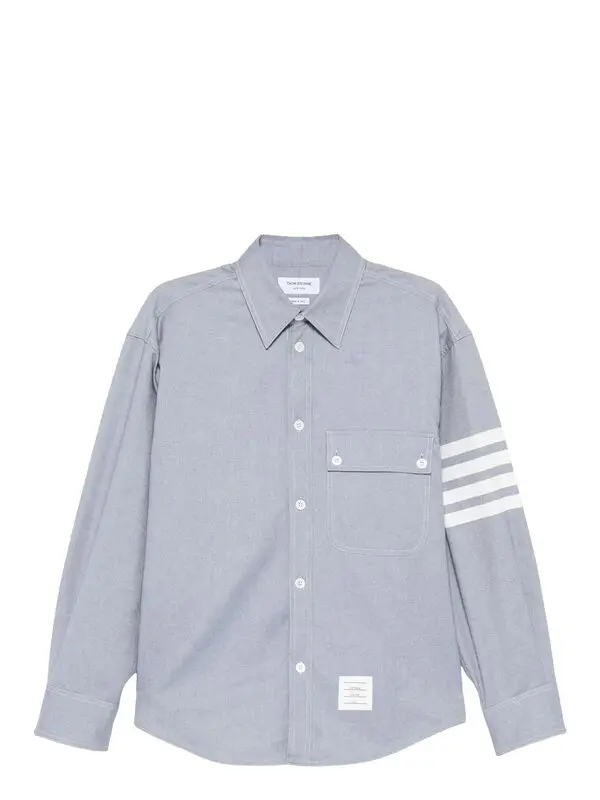 Thom Browne 4 Bar Stripe Oversized Shirt - Blue