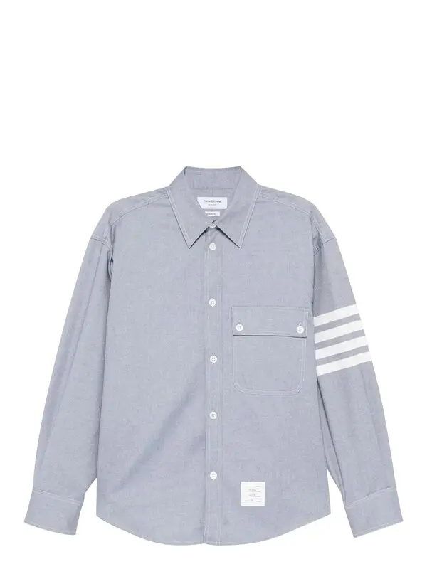 Thom Browne 4 Bar Stripe Oversized Shirt - Blue
