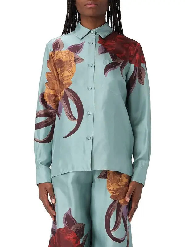 La DoubleJ Silk Floral Print Shirt - Blue