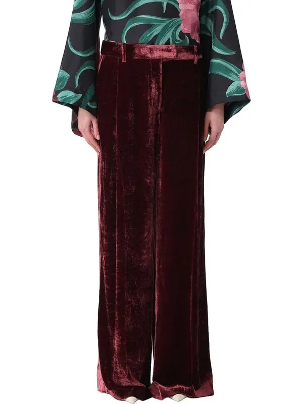 La DoubleJ Velvet Wide-leg Trousers - Red