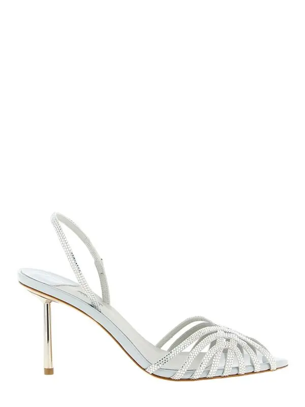 LE SILLA Embrace Leather Sandals With Crystal Embellishments - Grey