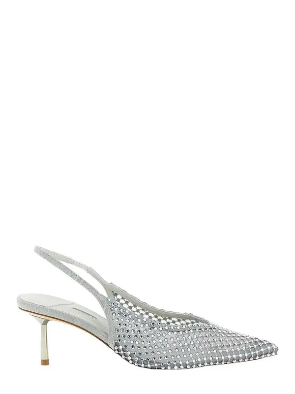 LE SILLA Embellished Canvas And Nylon Slingback With Crystals - Grey