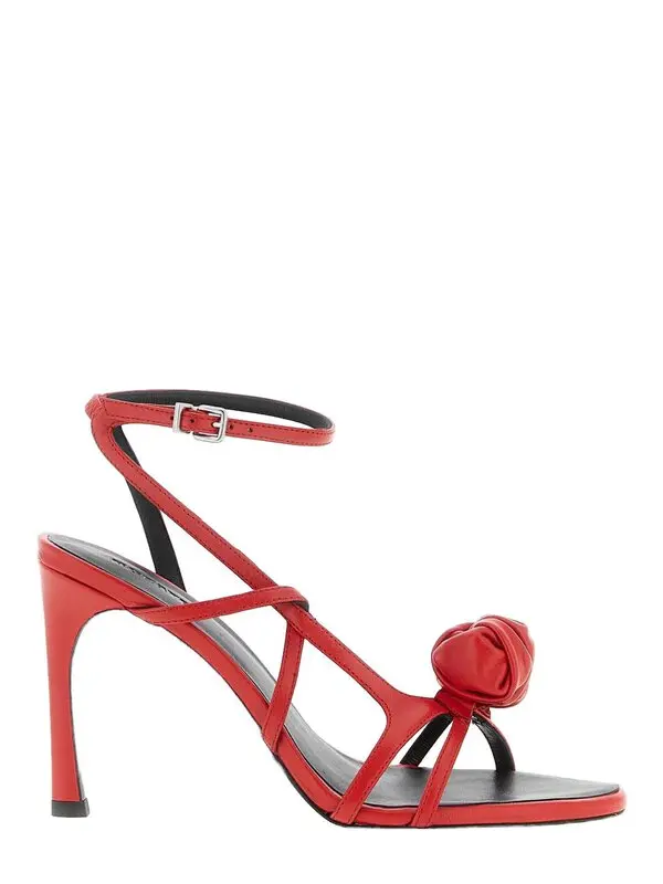 ROTATE BY BIRGER CHRISTENSEN Leather Stiletto Sandals With Knot Detailing - Red