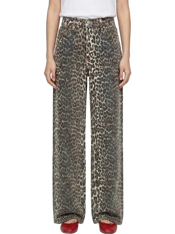 GANNI Animal Print Wide-leg Jeans - Savannah
