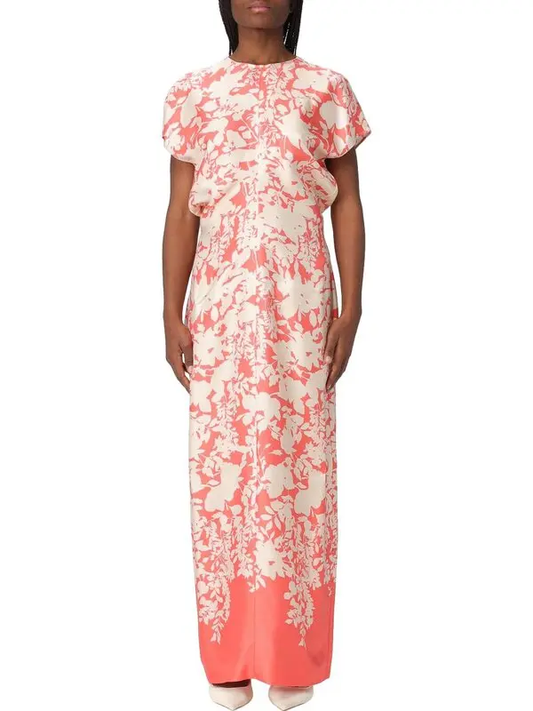Agnona Floral Print Dress - Coral