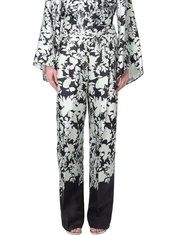 Agnona Wide Leg Floral Trousers - Black