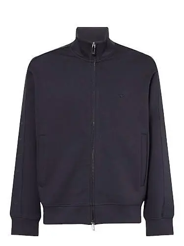 Emporio Armani Logo-trim Zip-up Sweat Top - Iconico 0920 Blu Navy Ea