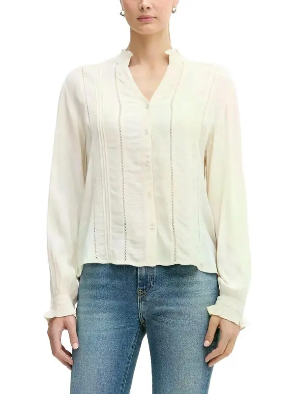 HOSS INTROPIA Ruffled Button Blouse - Neutrals