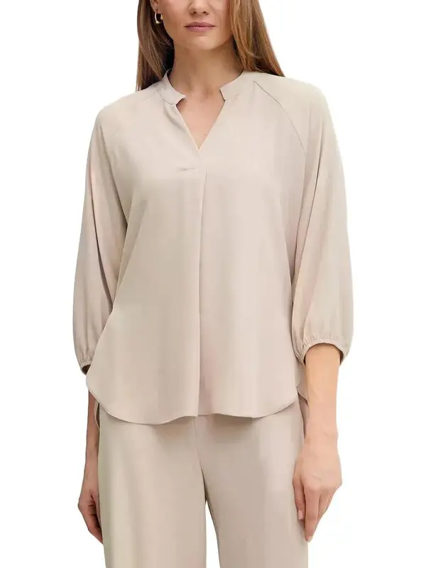 Joseph Ribkoff V-neck Drawstring Blouse - Neutrals