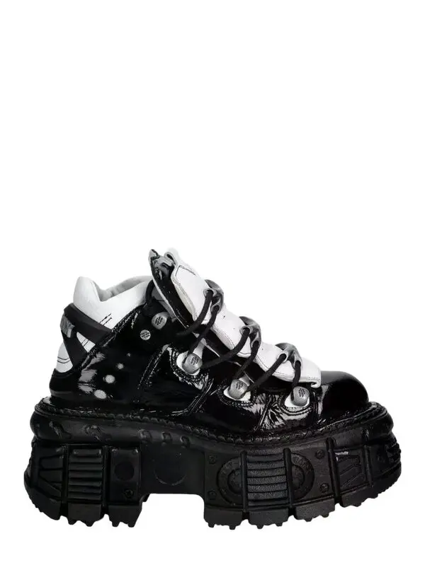 NEW ROCK Platform Sneakers With Metal Detail - Black