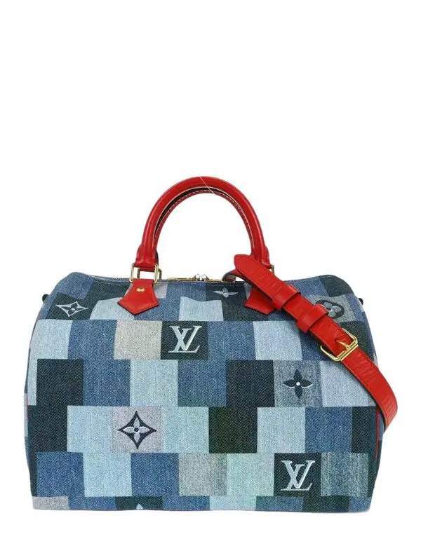 LOUIS VUITTON Speedy Bandouliere 30 Patchwork Tote - Blue