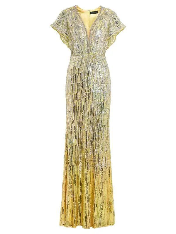 Jenny Packham Sequin-embellished Gown - Gold