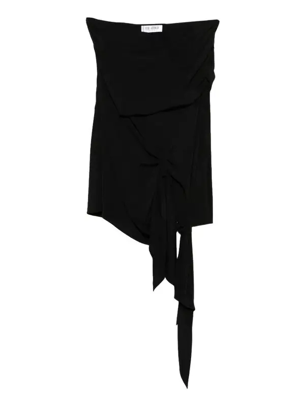 Attico Draped Midi Skirt With Knot Detailing - Black