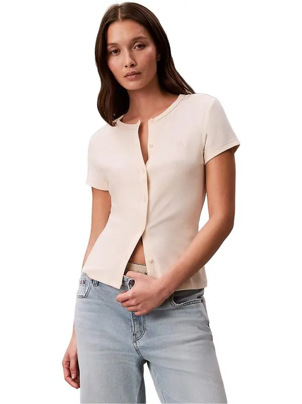 Calvin Klein Refined Button-down T-shirt - Calico