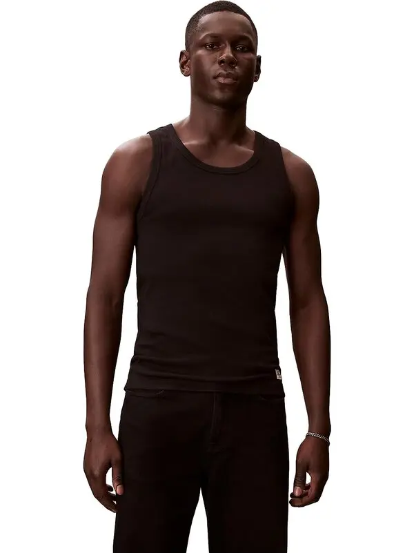 Calvin Klein Cotton Stretch Rib Tank Top - Black