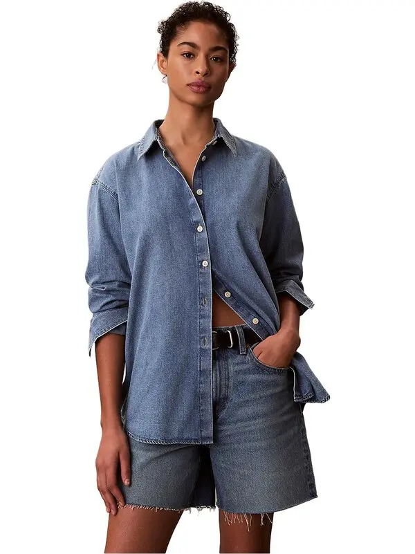 Calvin Klein Denim Relaxed Button-down Shirt - Vintage Bell
