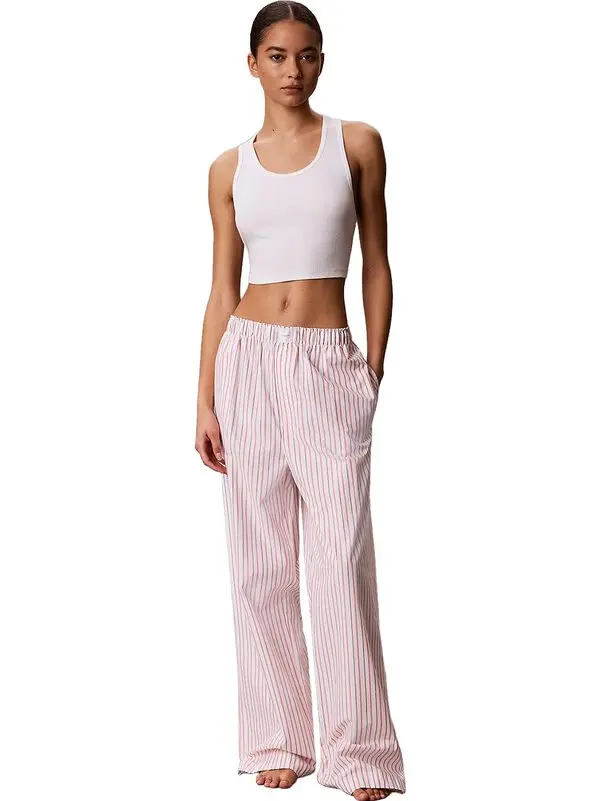 Calvin Klein Cotton Poplin Pants - Aurora Stripe Peach Bliss