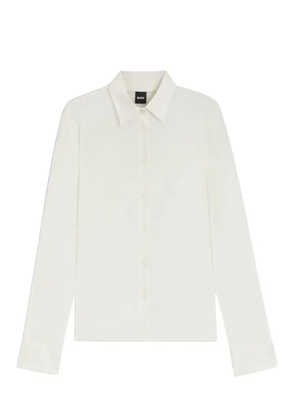 BOSS Extra-slim-fit Cotton Jersey Blouse - White