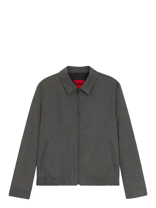 Hugo Slim-fit Jacket In Stretch Flannel - Grey