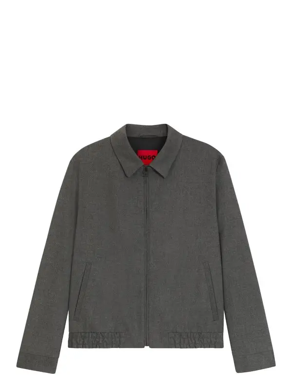 Hugo Slim-fit Jacket In Stretch Flannel - Grey