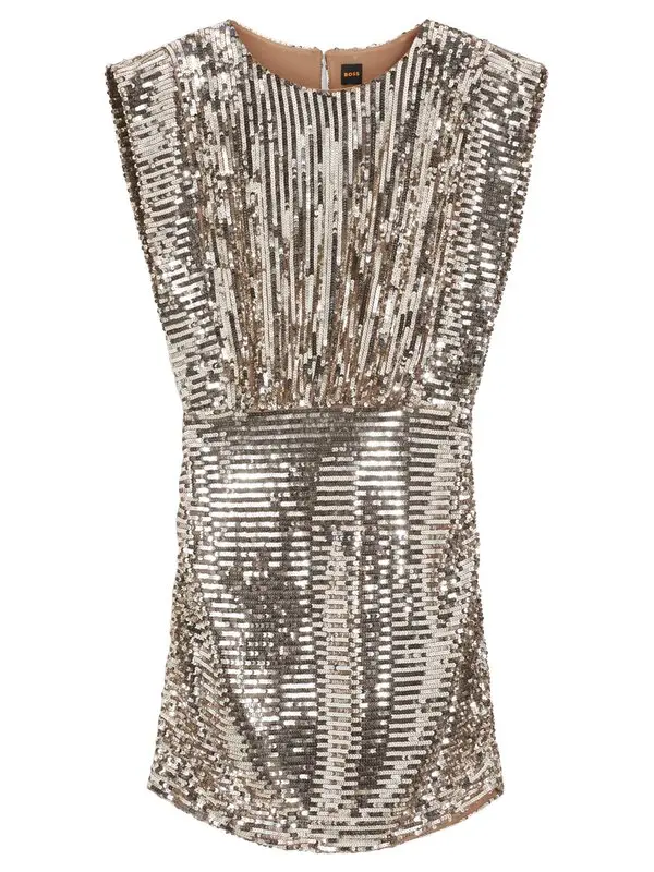 BOSS Slim-fit Sequined Dress - Dark Orange