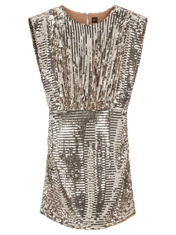BOSS Slim-fit Sequined Dress - Dark Orange