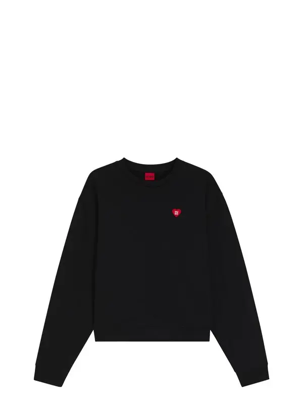 Hugo Cotton-terry Sweatshirt With Logo - Black